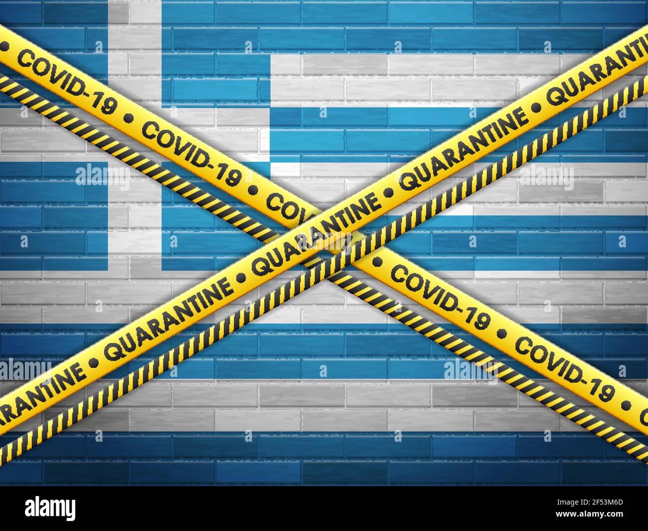 Greece in quarantine bricks wall background. Vector illustration Stock ...