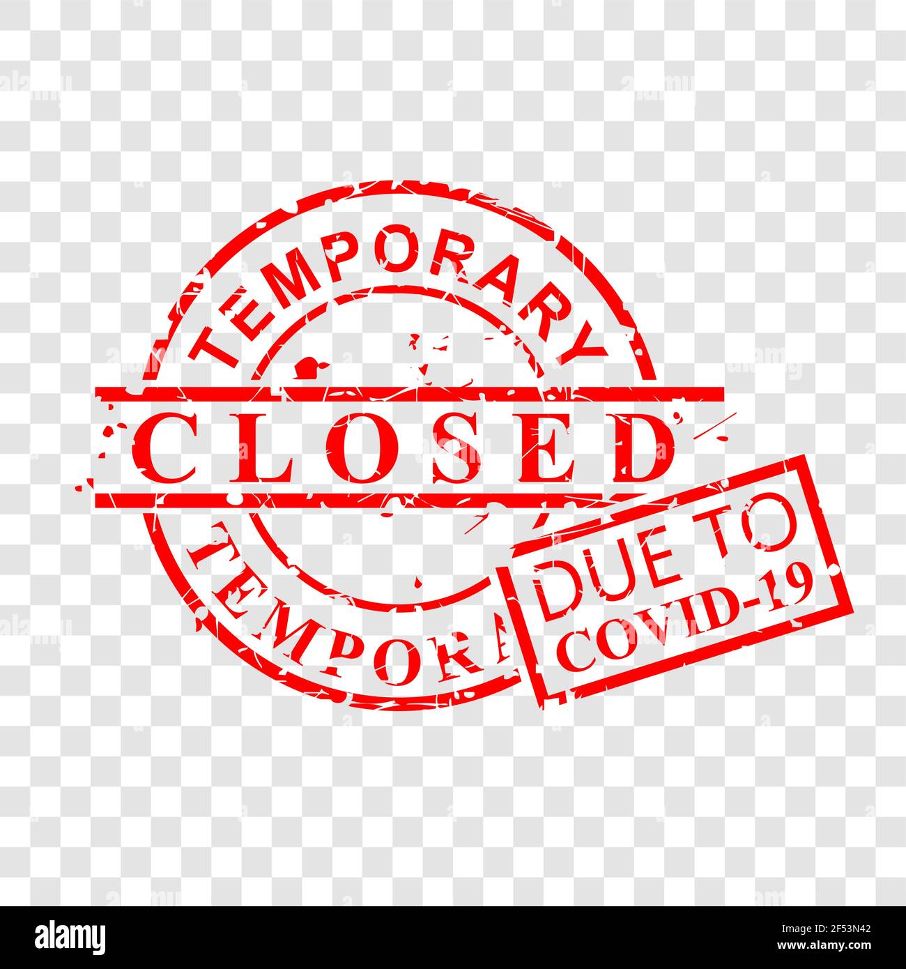 Rust and Weathered Red Rubber Stamp, Temporary Closed Due To ...