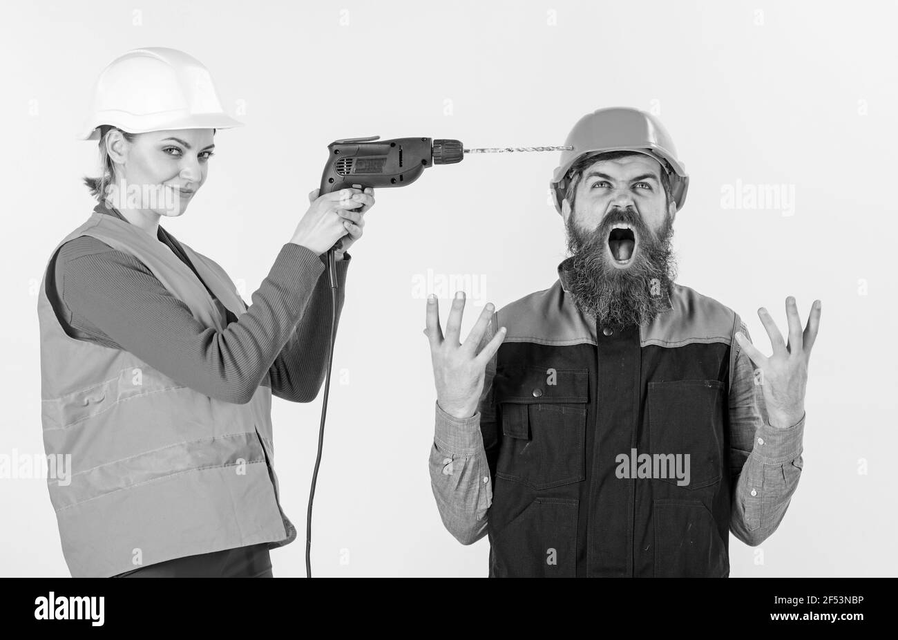 Angry builder Black and White Stock Photos & Images - Alamy