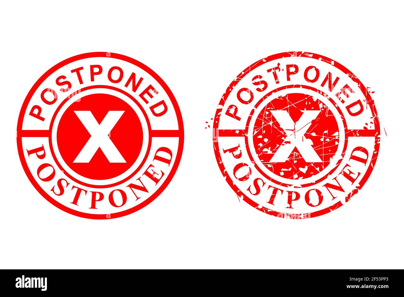 Clean and Rust Circle Vector Red Grunge Rubber Stamp Effect, Postponed ...