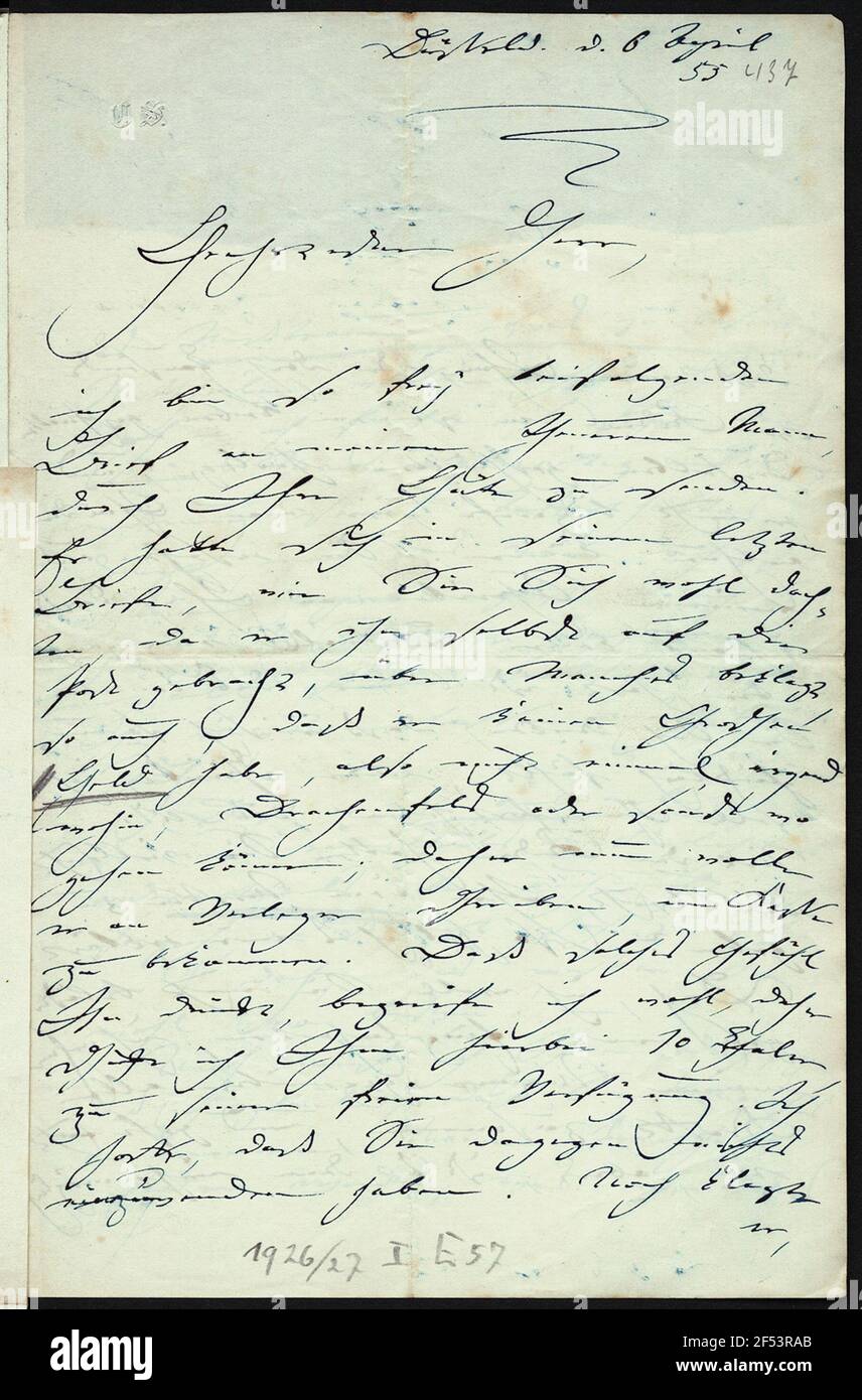 Letter from Clara Schumann to Eberhard Peters Stock Photo - Alamy