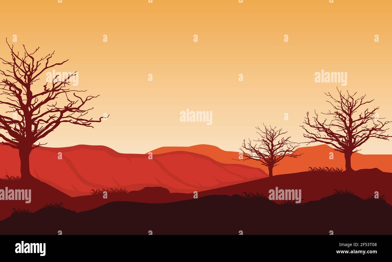 Cold afternoon sky with stunning natural scenery. Vector illustration ...
