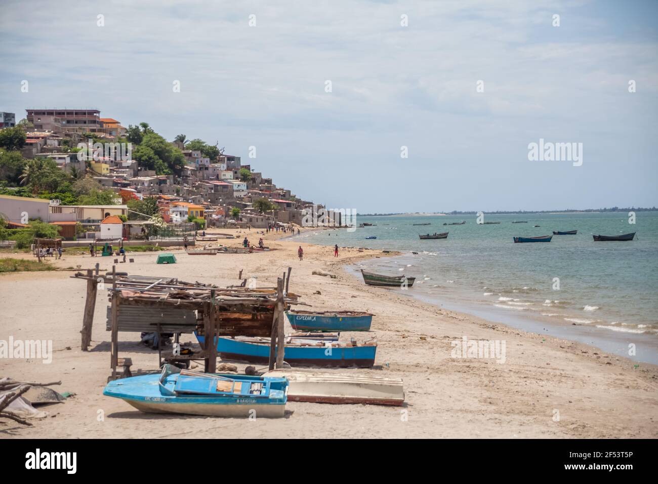 Luanda / Angola - 12/07/2020: Beach view with fishermen and traditional ...