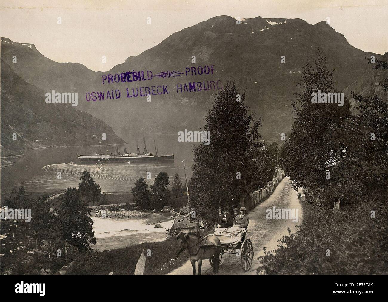 Merok / Norway: View in Geirangerfjord with Victoria Luise in the bay ...