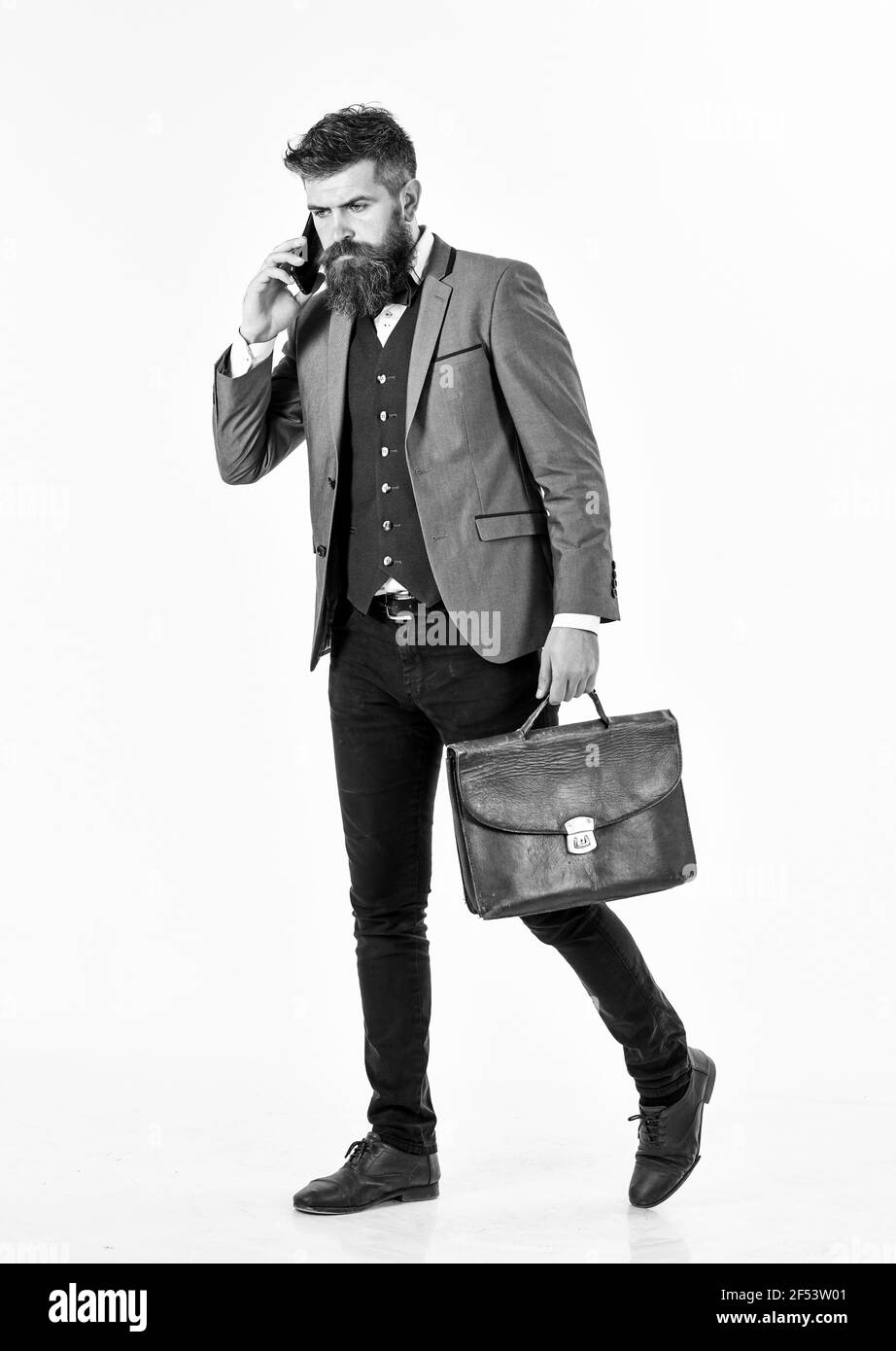 Handsome business man talking Black and White Stock Photos & Images - Alamy