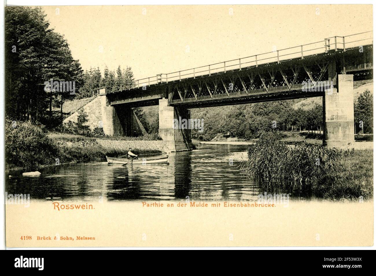 On the trough with railroad bridge Roßwein. on the trough m. Railway ...