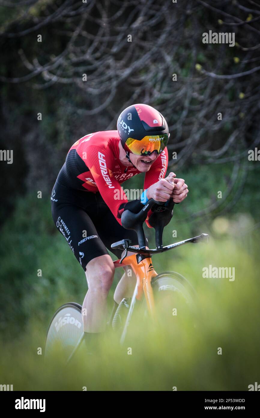 Volta Catalonia 23.3.2021- Matej Mohoric riding for Team Bahrain ...