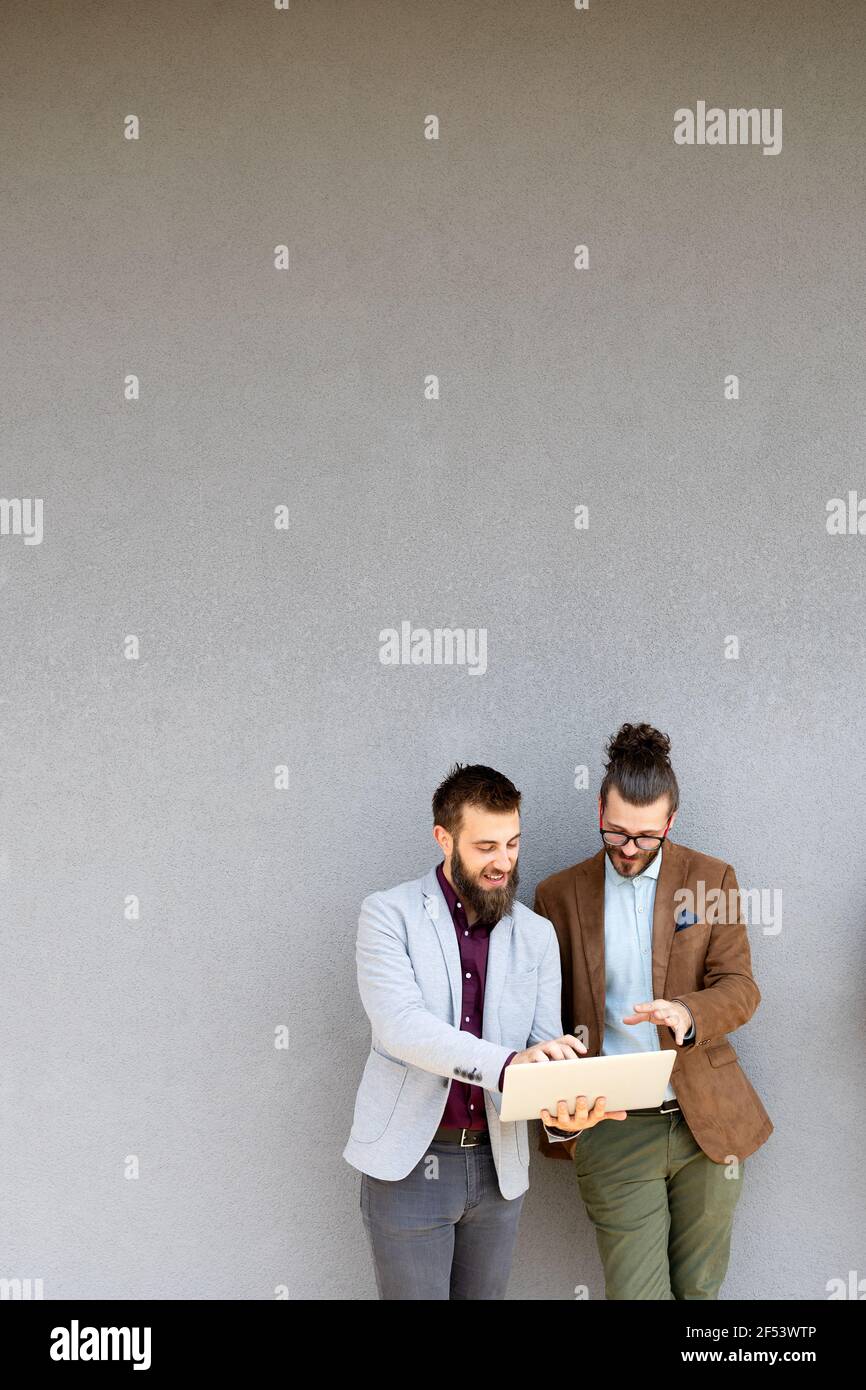 Group of success business people discussing ideas at meeting outside ...