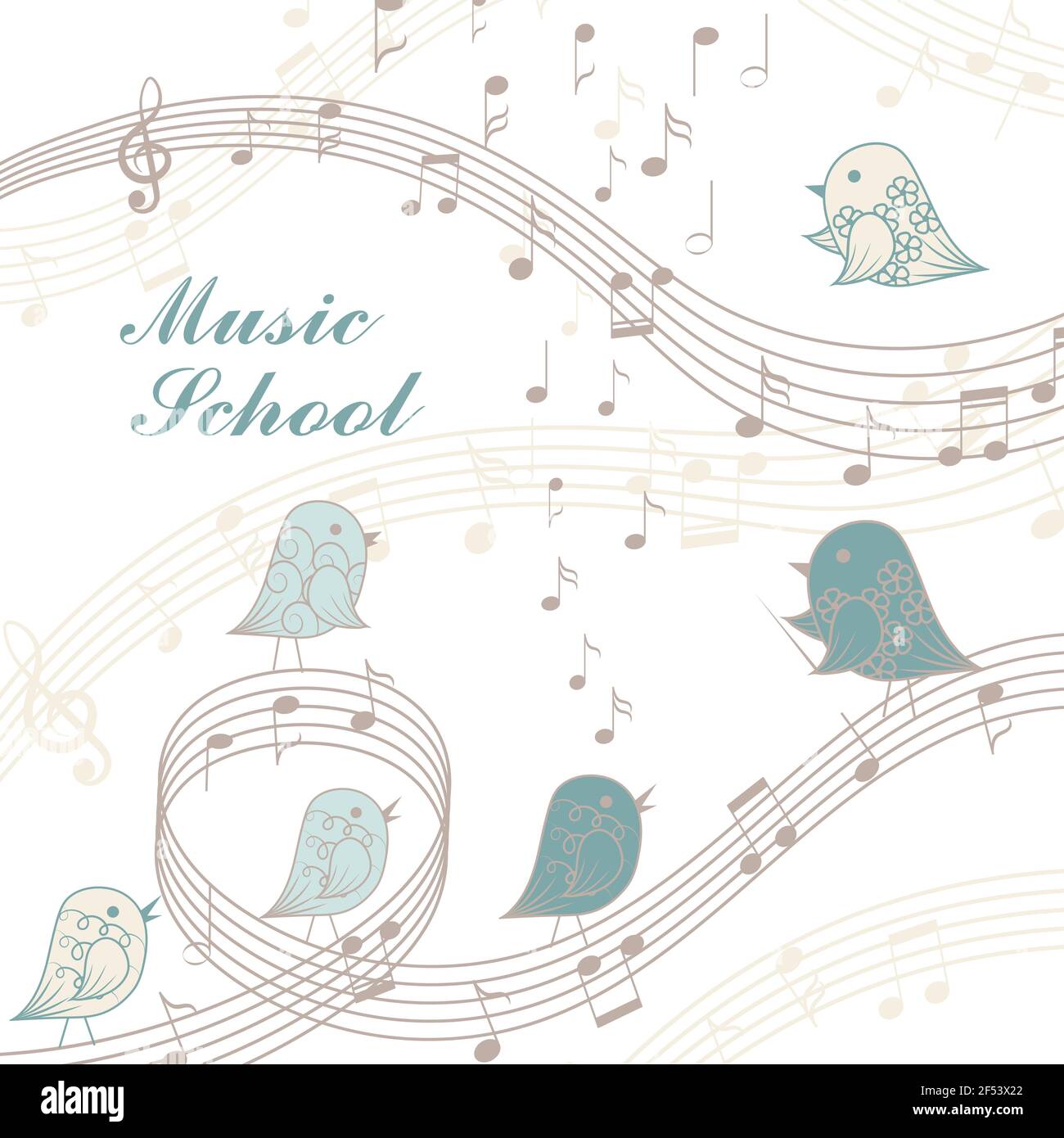 Vector illustration of singing birds and notes Stock Vector Image & Art ...