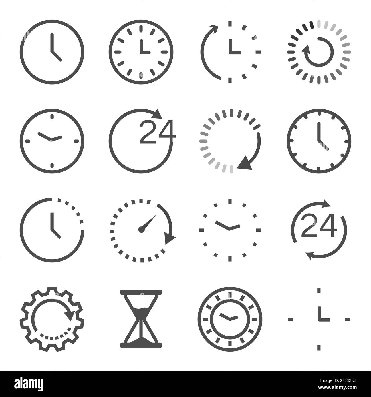Set of time and clock icon. Hour measurement efficiency vector symbol ...