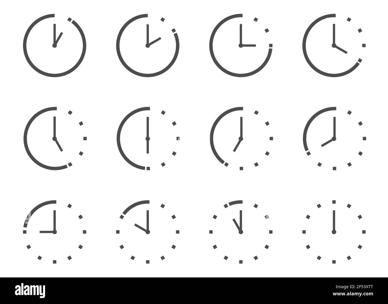 Set of time and clock icon. Hour measurement efficiency vector symbol ...