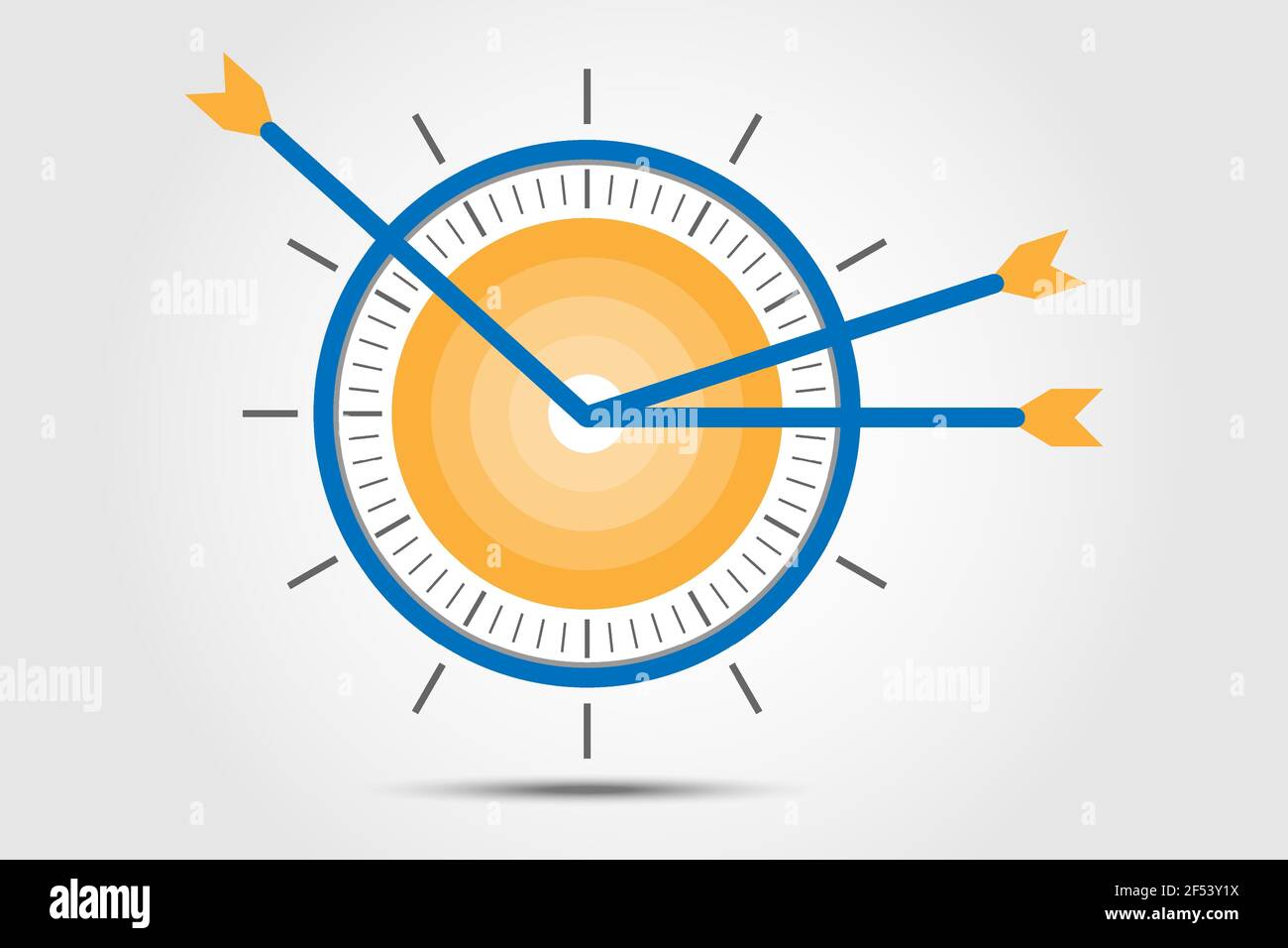 Time and clock target concept. Hour measurement efficiency vector ...