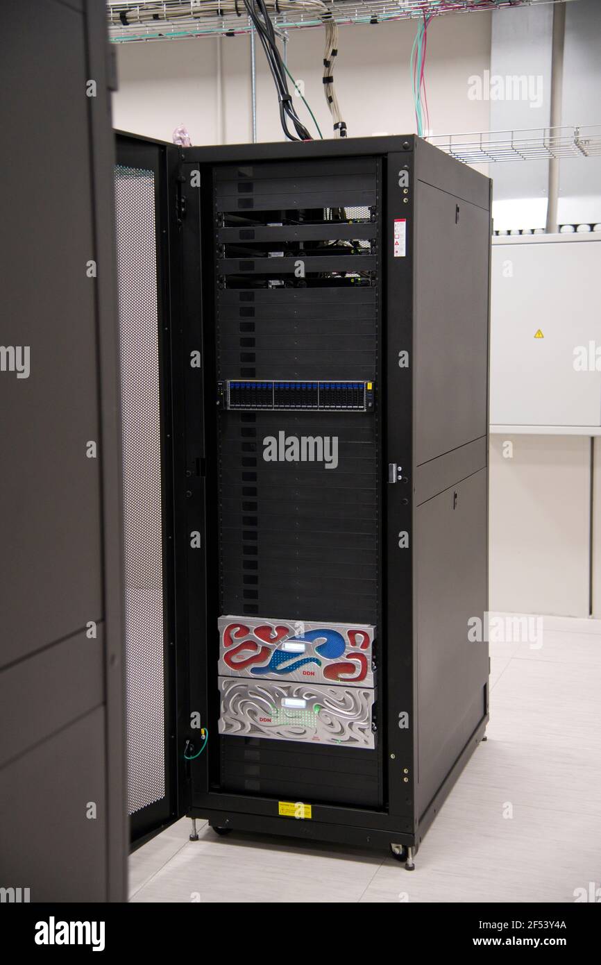 Sofia, Bulgaria - Mar 23 2021: Installing the supercomputer in Sofia ...