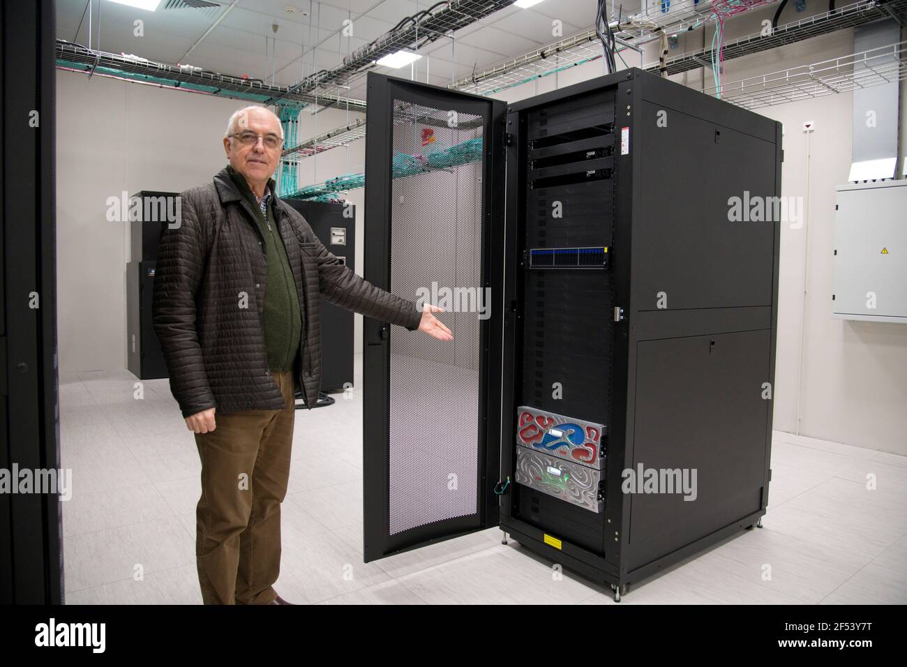 Sofia, Bulgaria - Mar 23 2021: Installing the supercomputer in Sofia ...