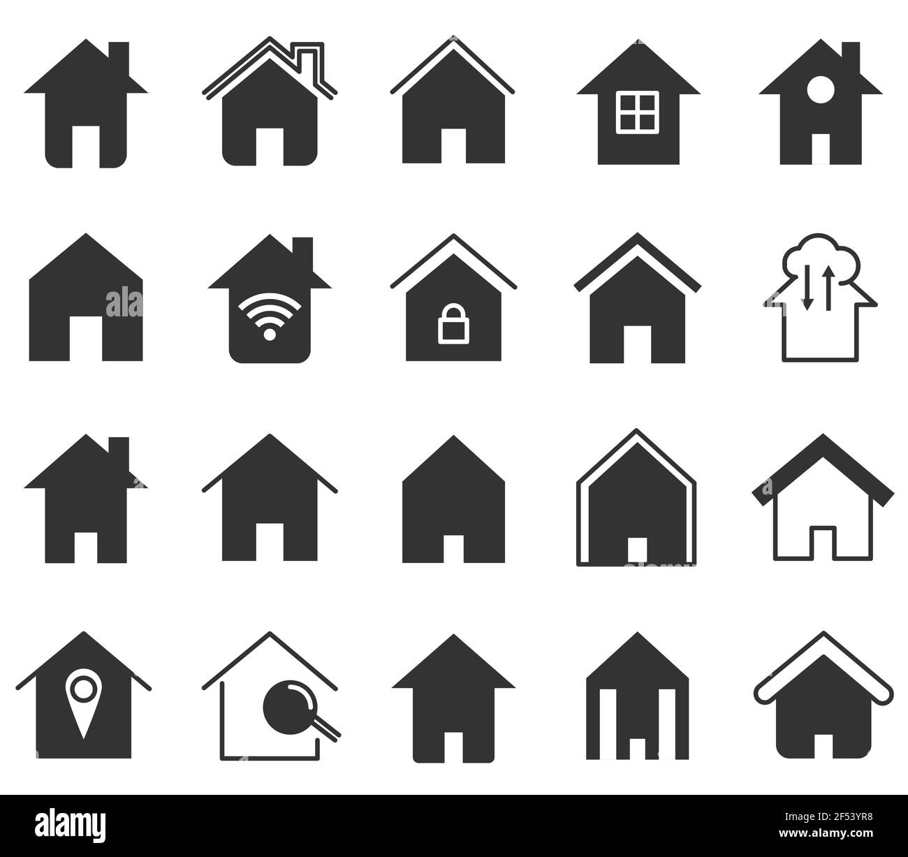 Set of home icon, Thin outline shape of house vector Stock Vector Image ...