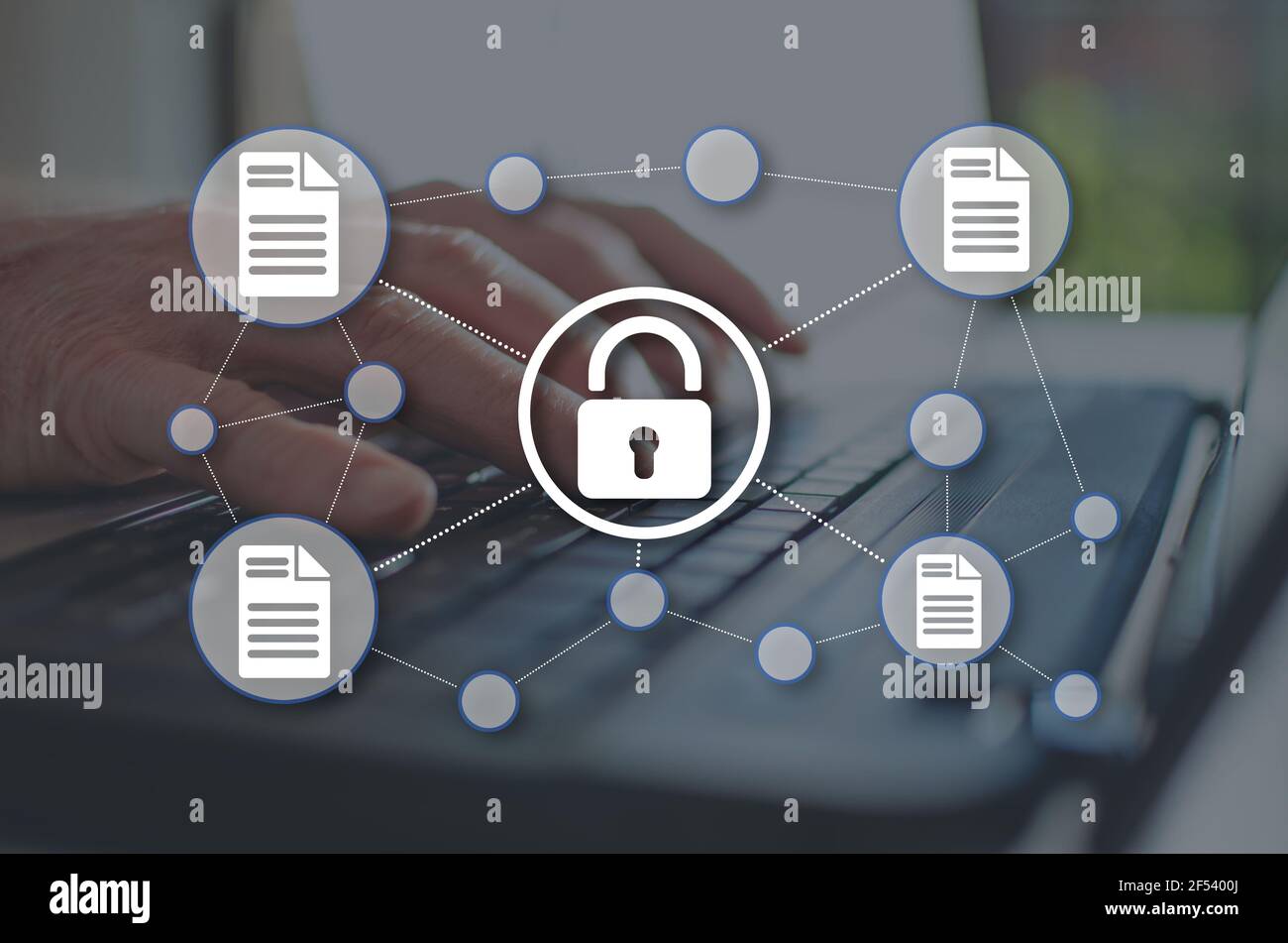 Data protection concept illustrated by a picture on background Stock ...