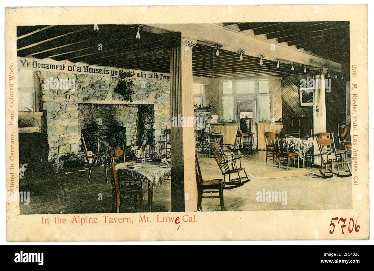 In the Alpine Tavern, Mt. Lowe, Cal. Mount Lowe. In the Alpine Tavern ...