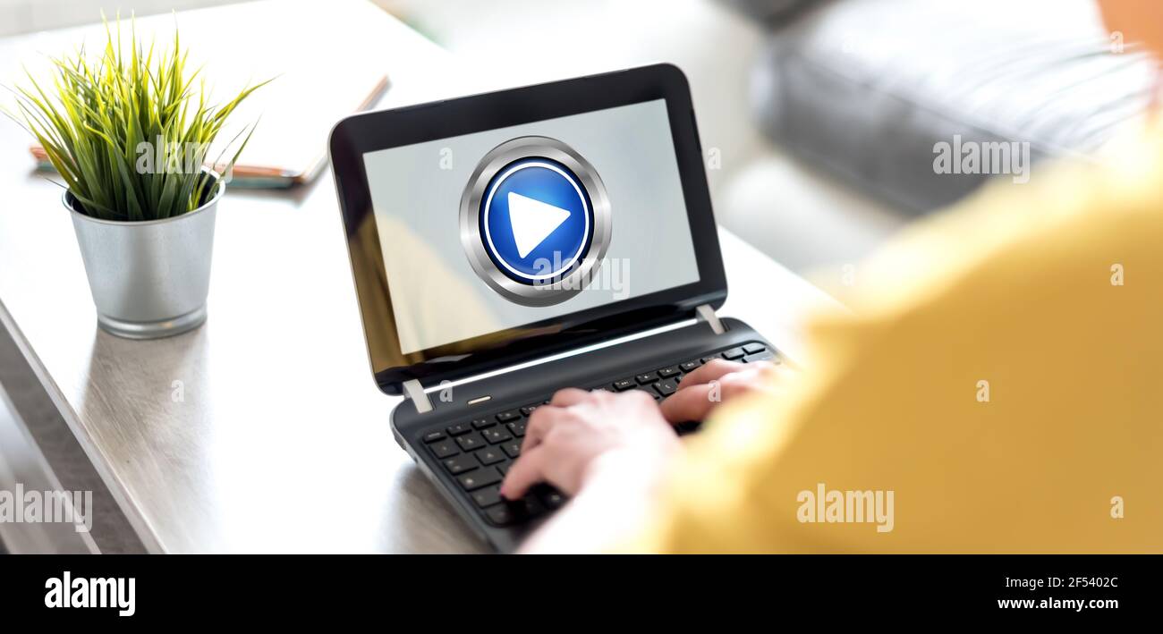 Laptop screen displaying a play concept Stock Photo - Alamy