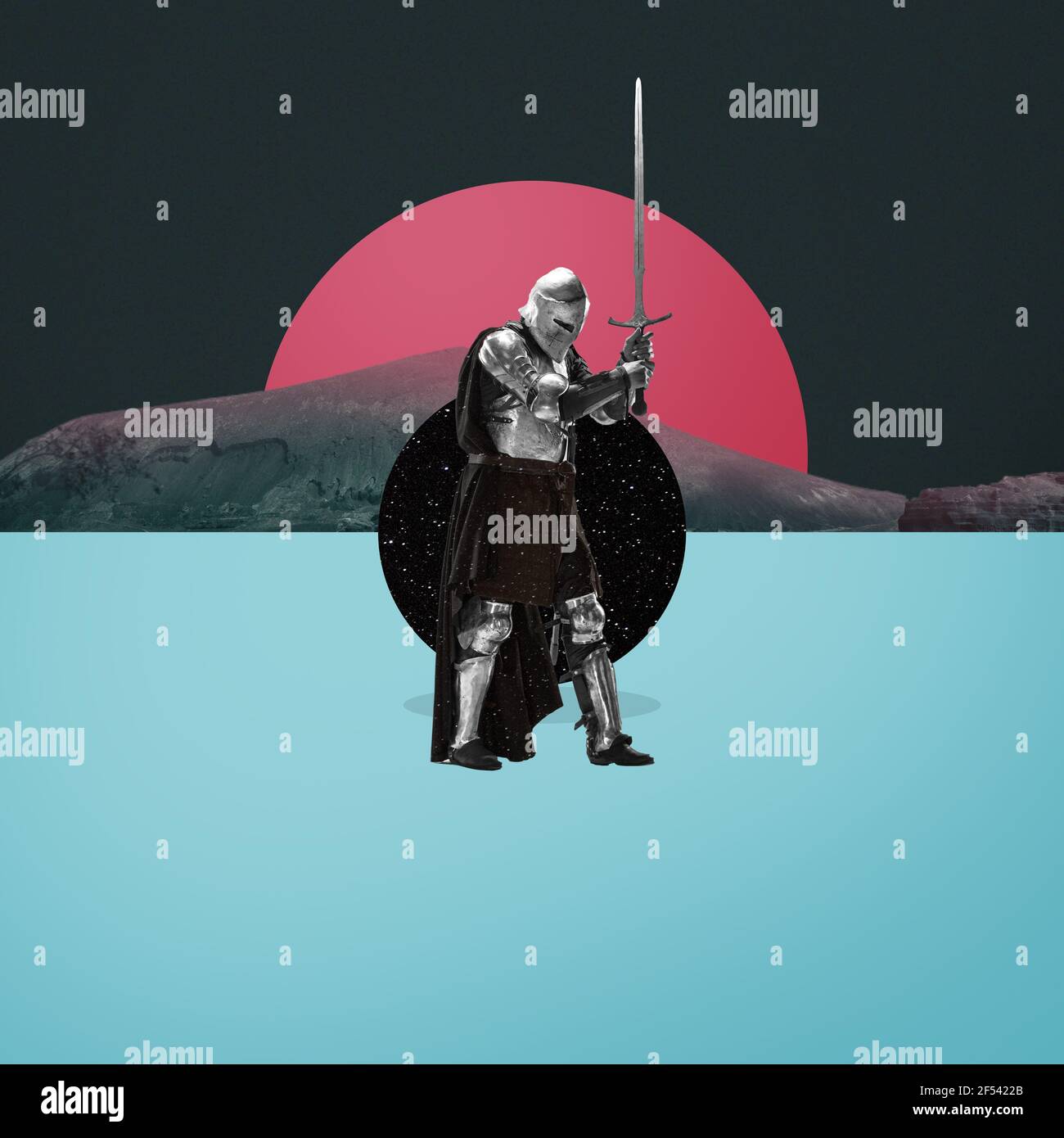 Modern design. Contemporary art collage. Concept of cosmos, outer space ...