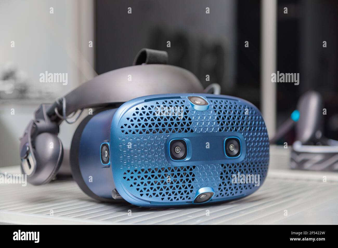 Virtual reality helmet. VR headset. 3D rendering with virtual reality ...