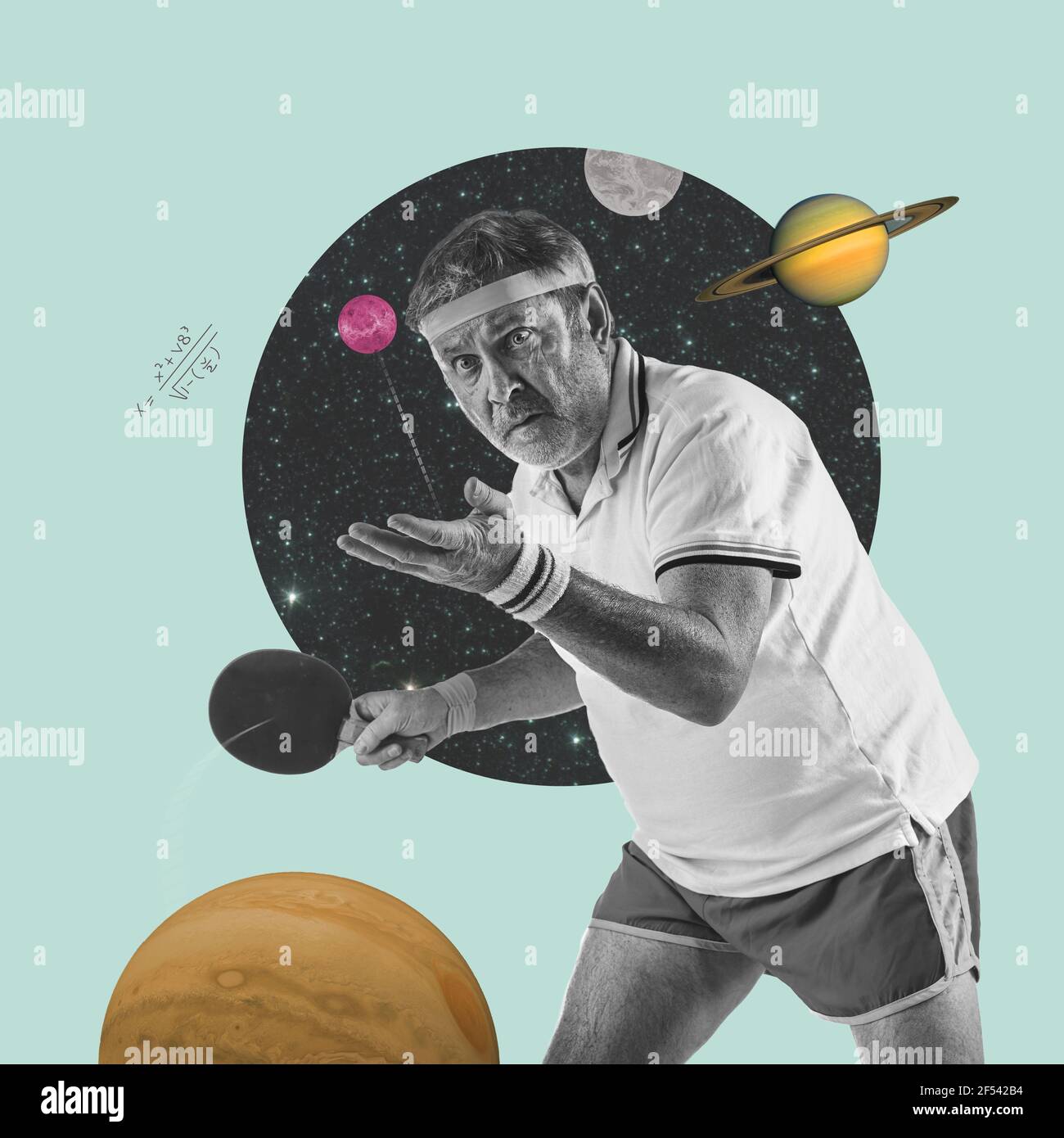 Modern design. Contemporary art collage. Concept of cosmos, outer space ...