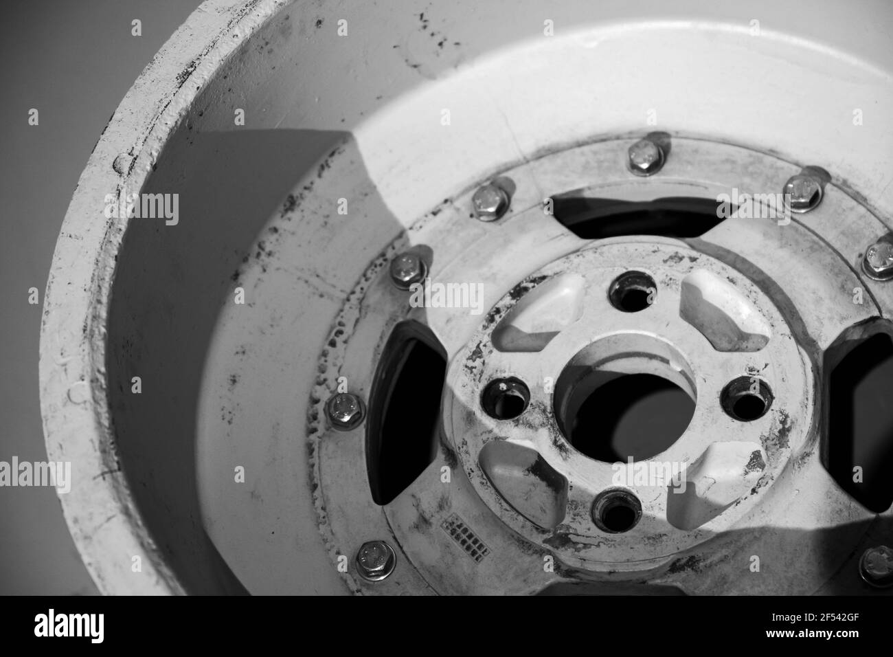 Used gray sports car rim, close up photo. Abstract modern car design ...