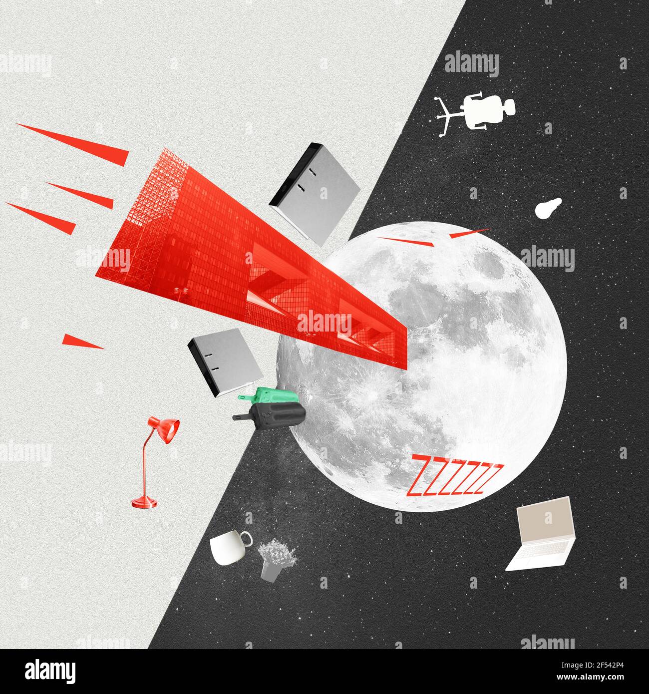 Modern design. Contemporary art collage. Concept of cosmos, outer space ...