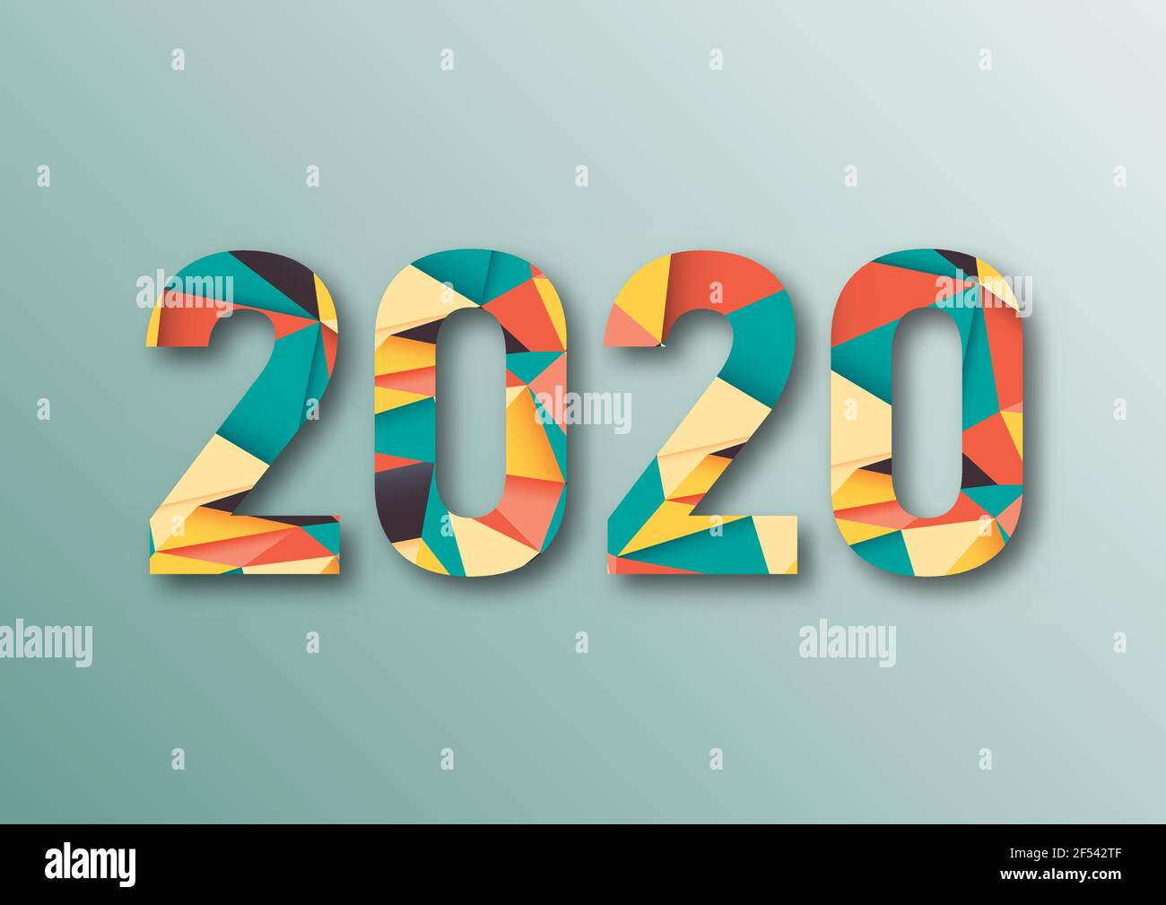 Abstract polygonal numbers for New Year 2020 with texture. Modern ...