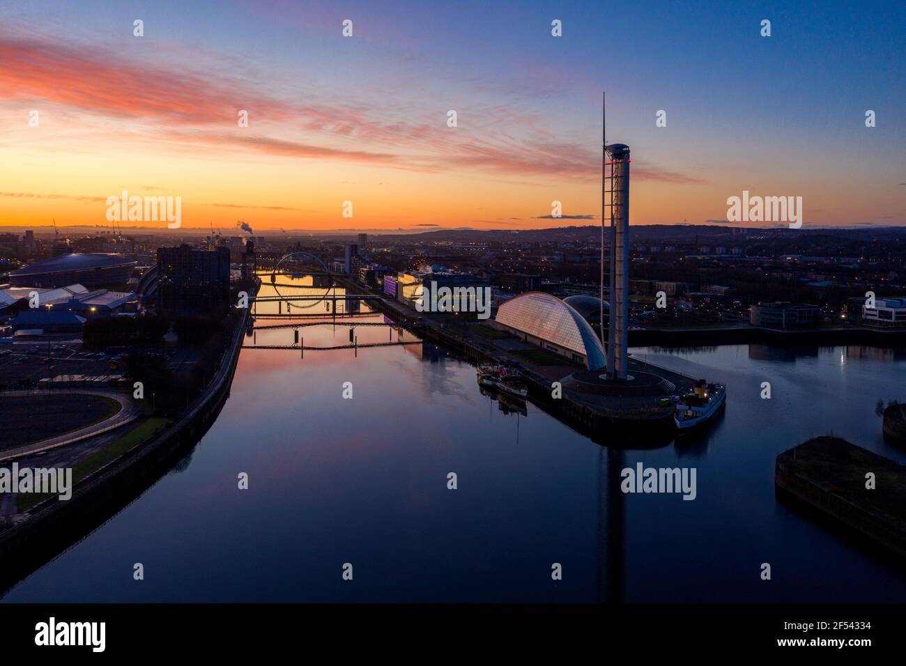 Sunrise over the river Clyde, Glasgow, Scotland, UK Stock Photo - Alamy