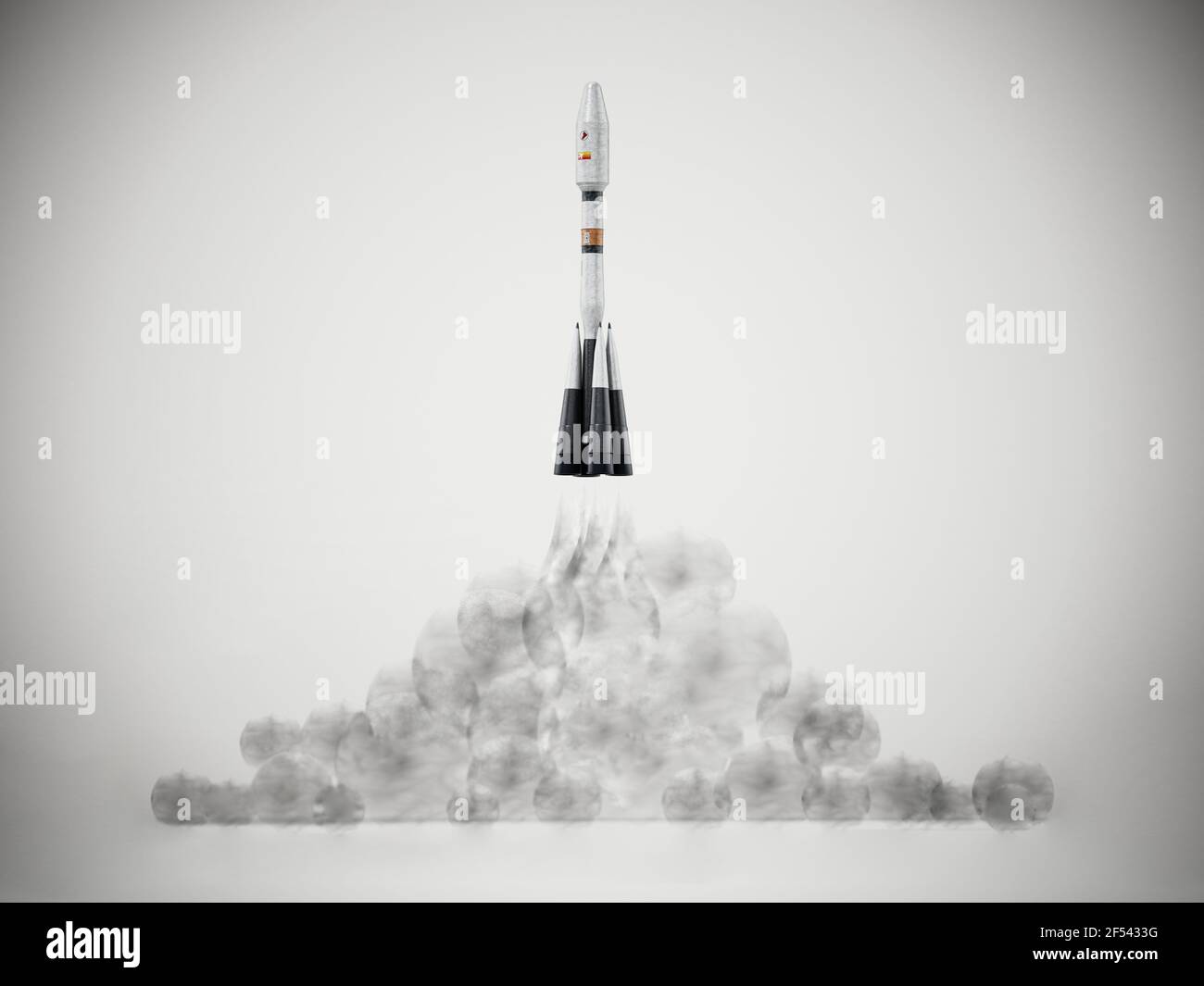 3D illustration of a launching space rocket. 3D illustration Stock ...