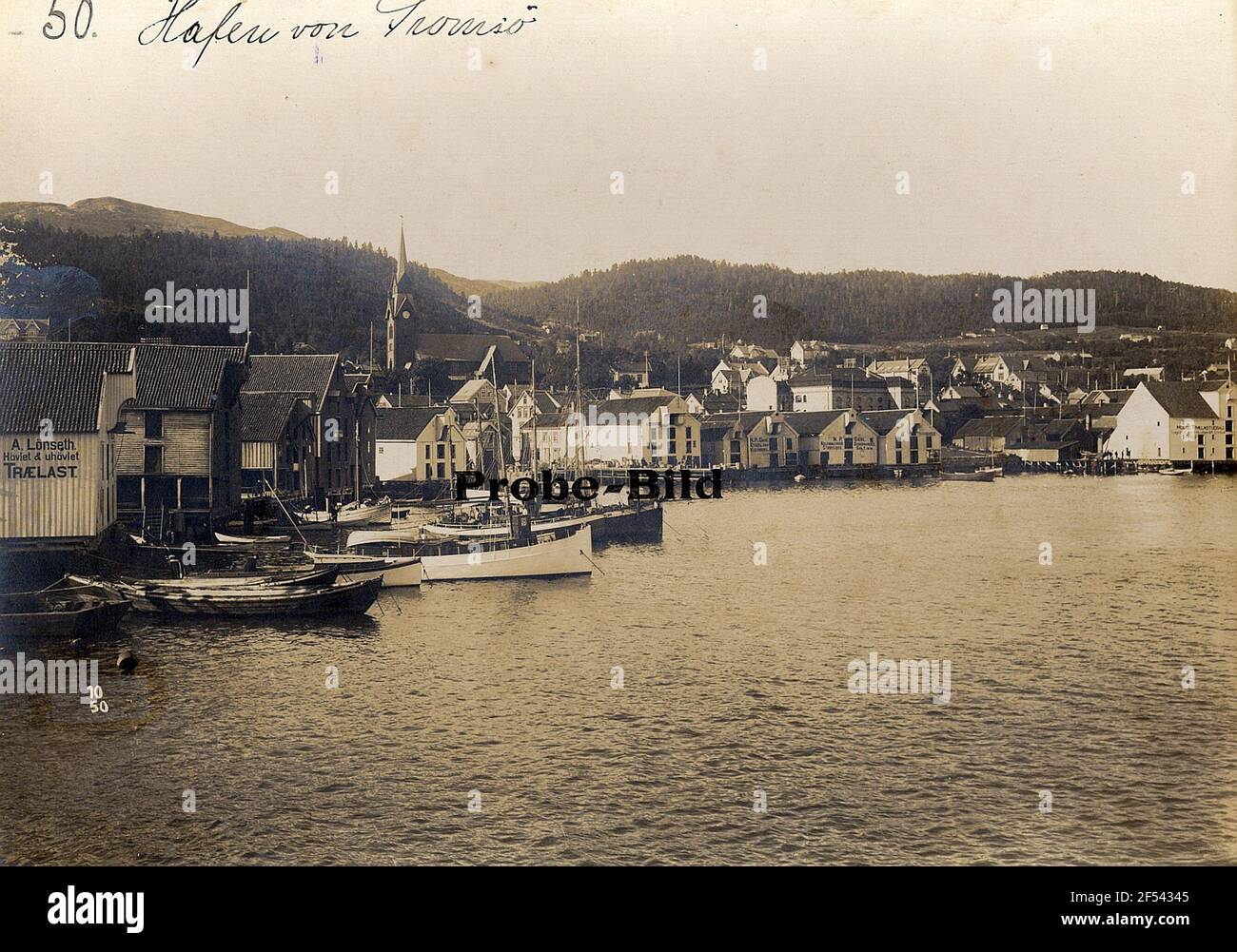 Molde / Norway: Port of Molde. View of the harbor with warehouses and ...