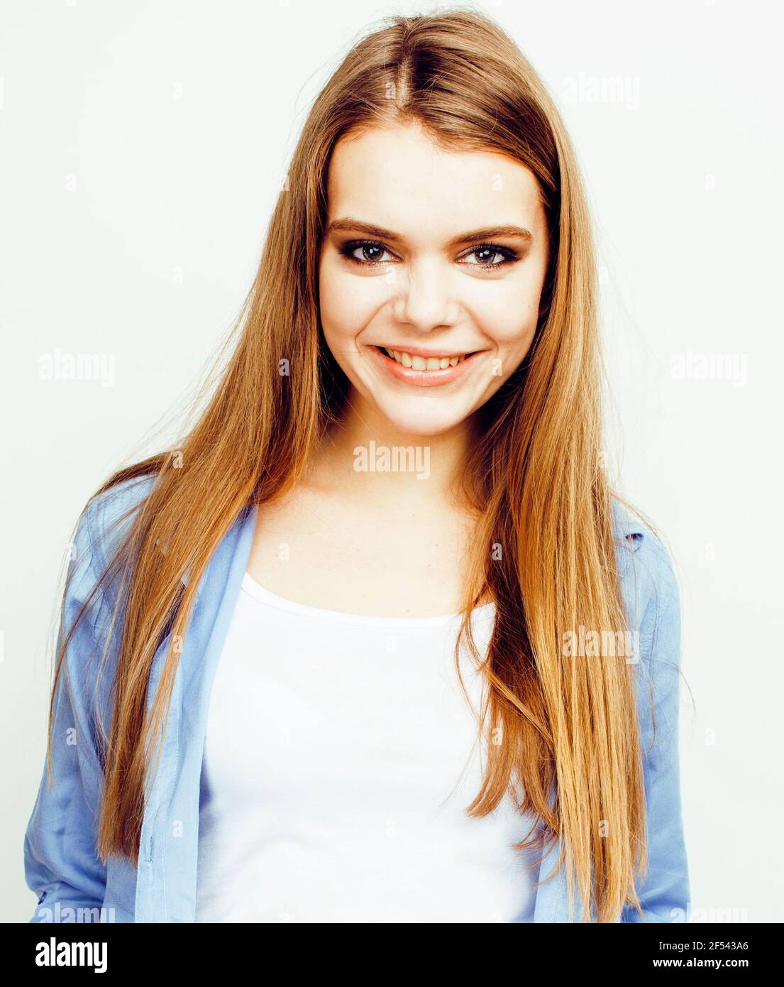 young pretty stylish blond hipster girl posing emotional isolated on ...