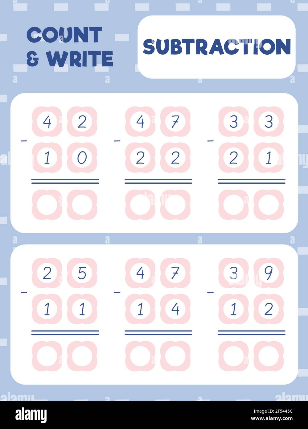 Math worksheet practice print page. Double digit subtraction. Column ...