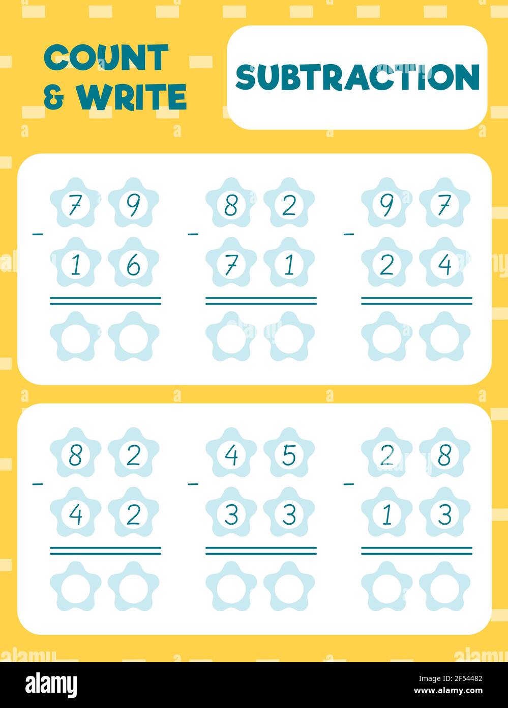 Math Worksheet Practice Print Page Double Digit Subtraction Column