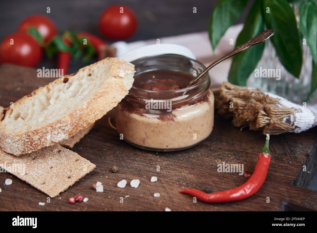 Handmade chicken pate in a glass jar Stock Photo - Alamy