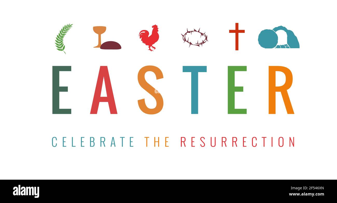 Easter card with christian symbols and text - celebrate resurrection ...