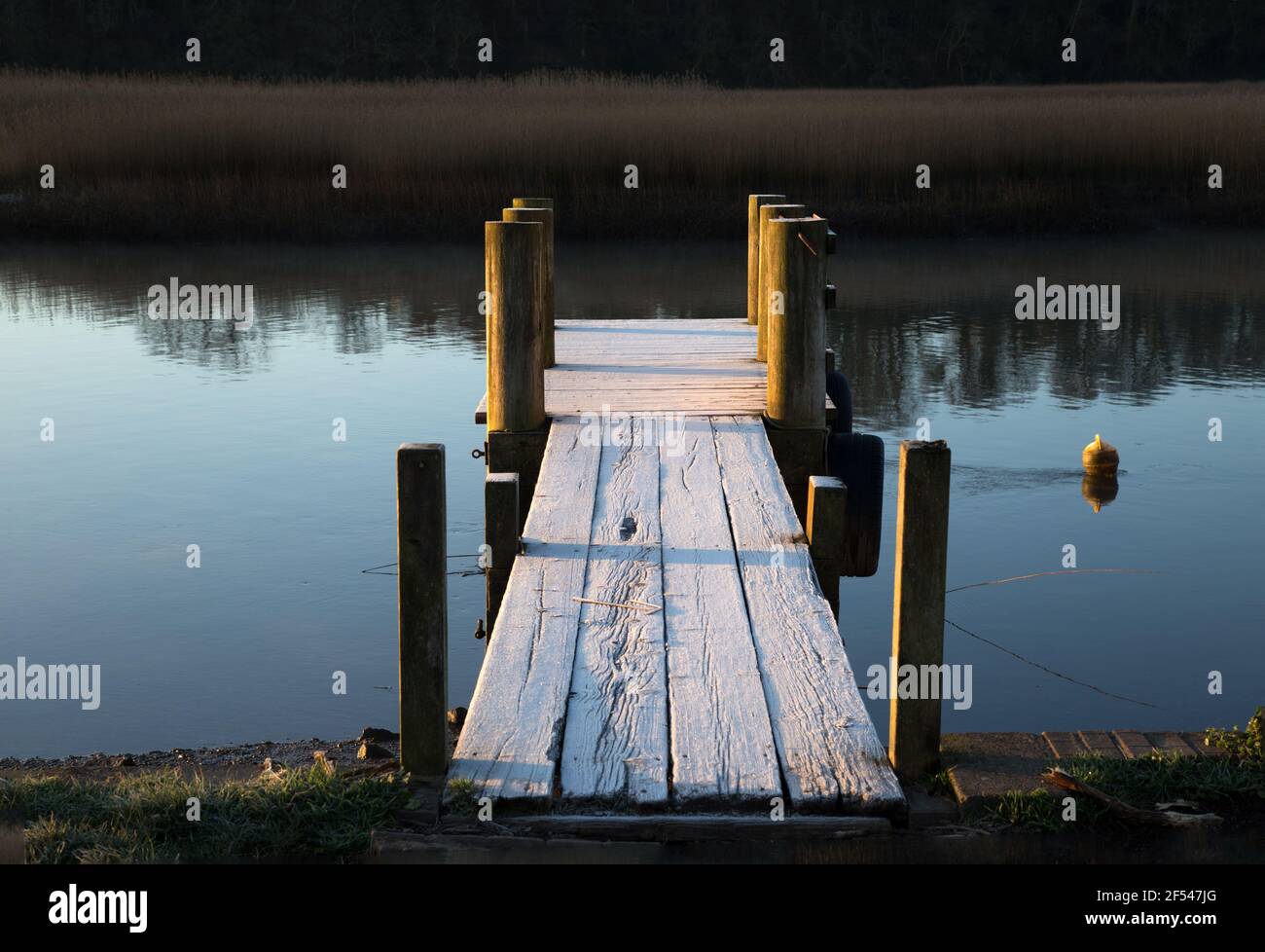 Frosty Boat Landing Stage Stock Photo - Alamy