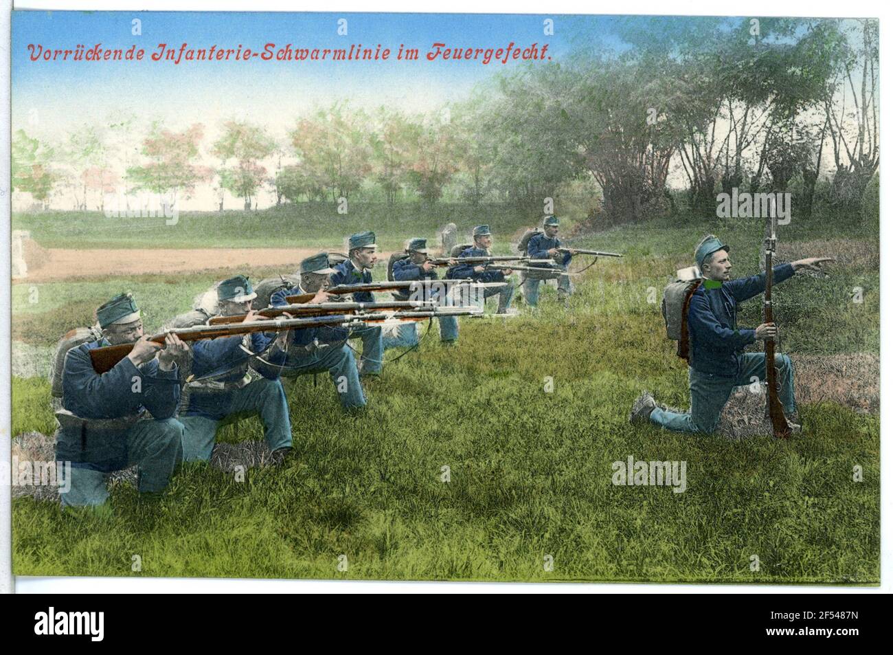 Advancing infantry swarm line in the fire battle Advancing infantry ...