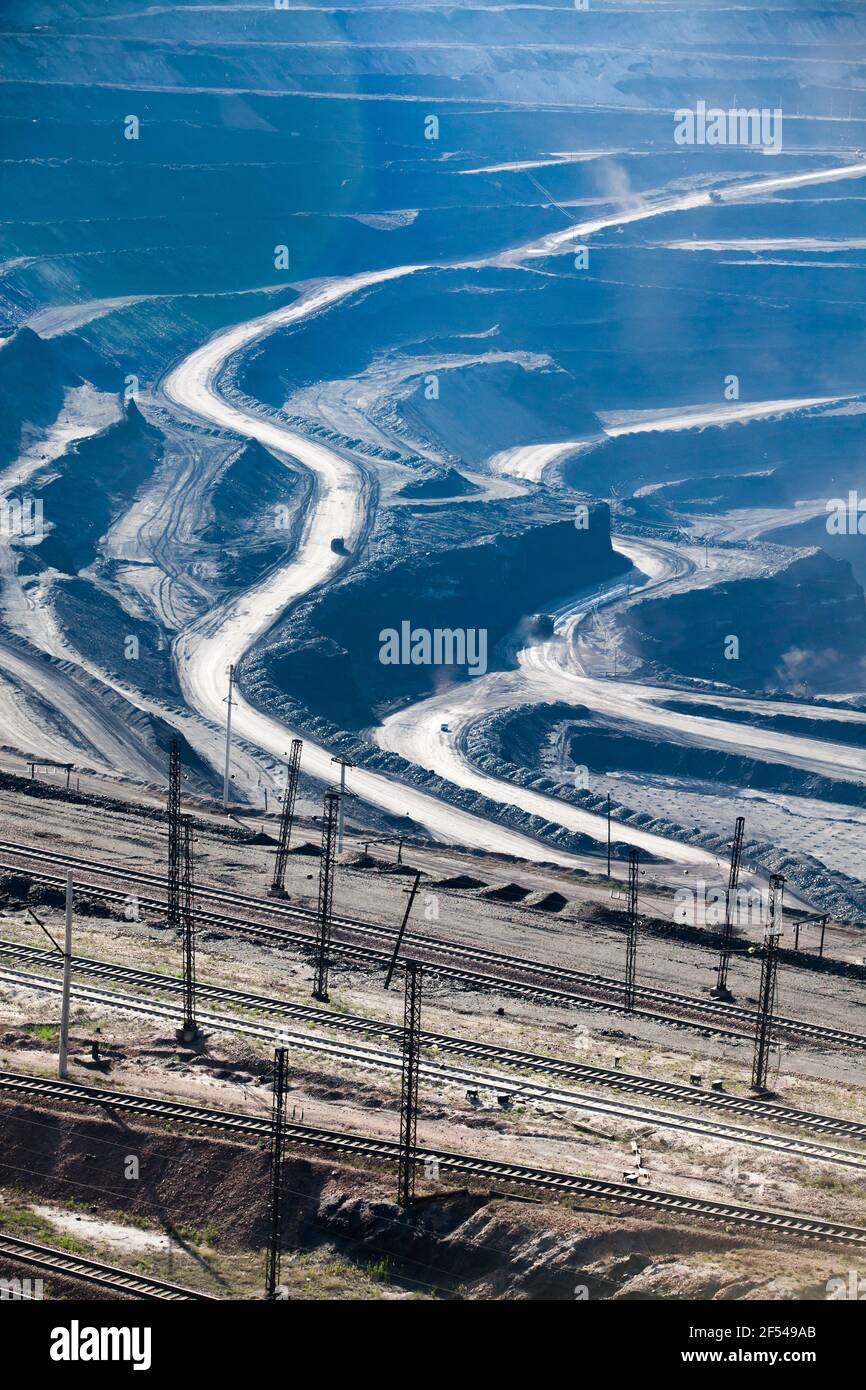 Open pit extraction of coal in quarry "Bogatyr", Ekibastuz, Kazakhstan ...