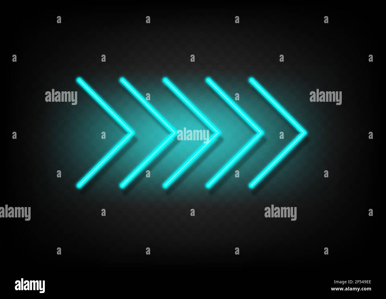 Sky blue neon glowing arrow. Shining retro bright arrow fluorescent on ...