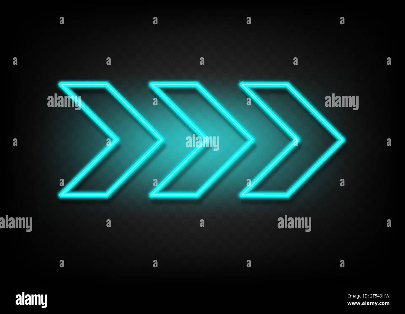 Sky blue neon glowing arrow. Shining retro bright arrow fluorescent on ...