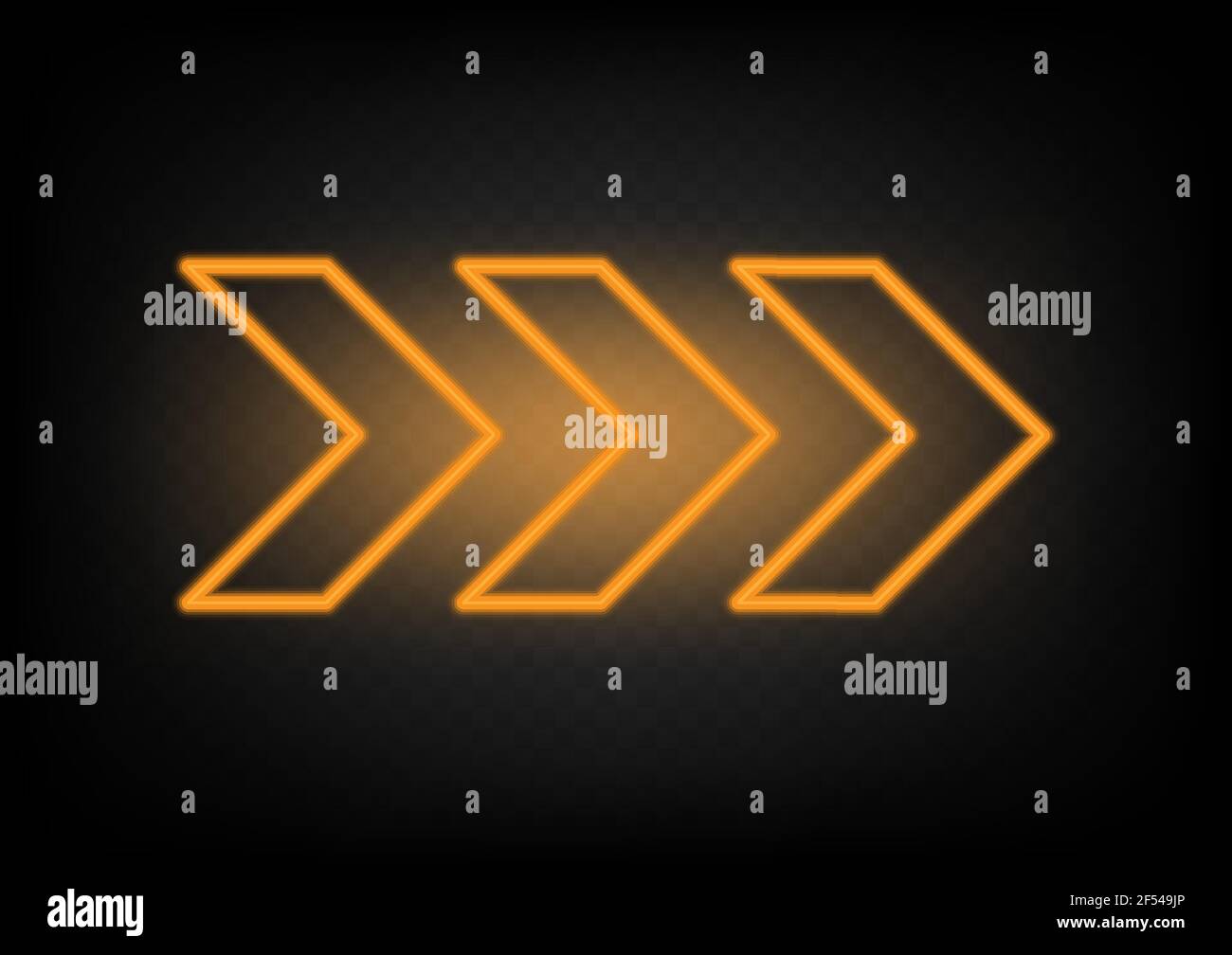 Yellow neon glowing arrow. Shining retro bright arrow fluorescent on ...