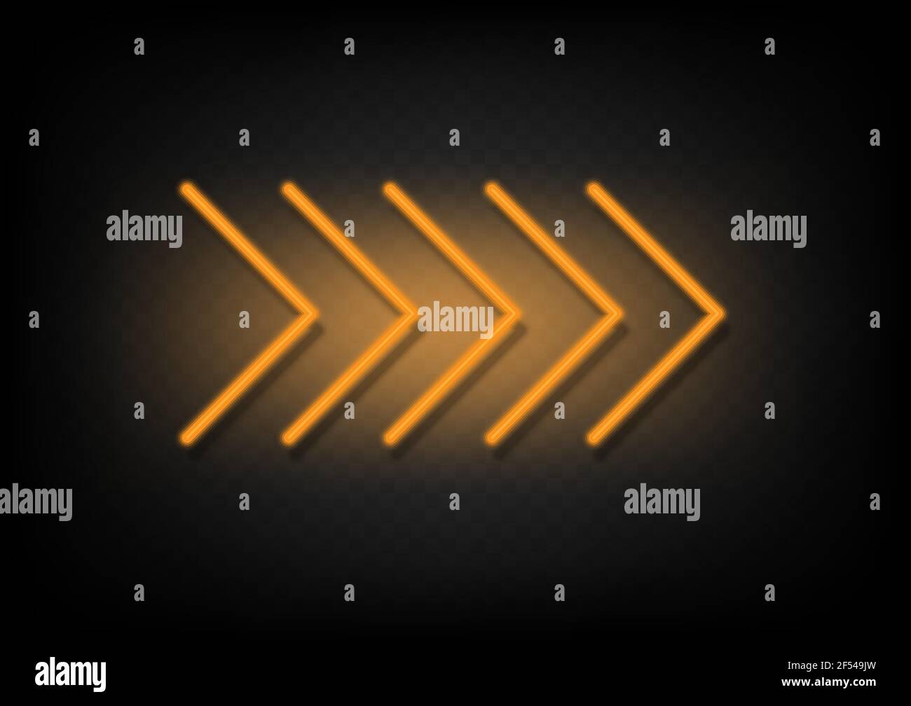 Yellow neon glowing arrow. Shining retro bright arrow fluorescent on ...