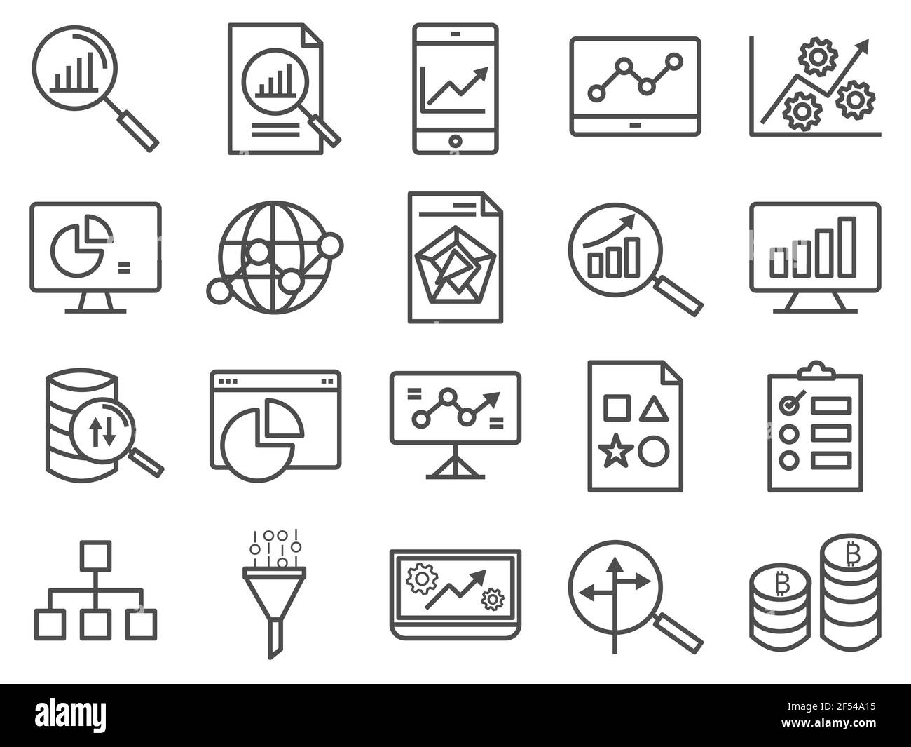 Business data communication information technology outline icon. Data ...