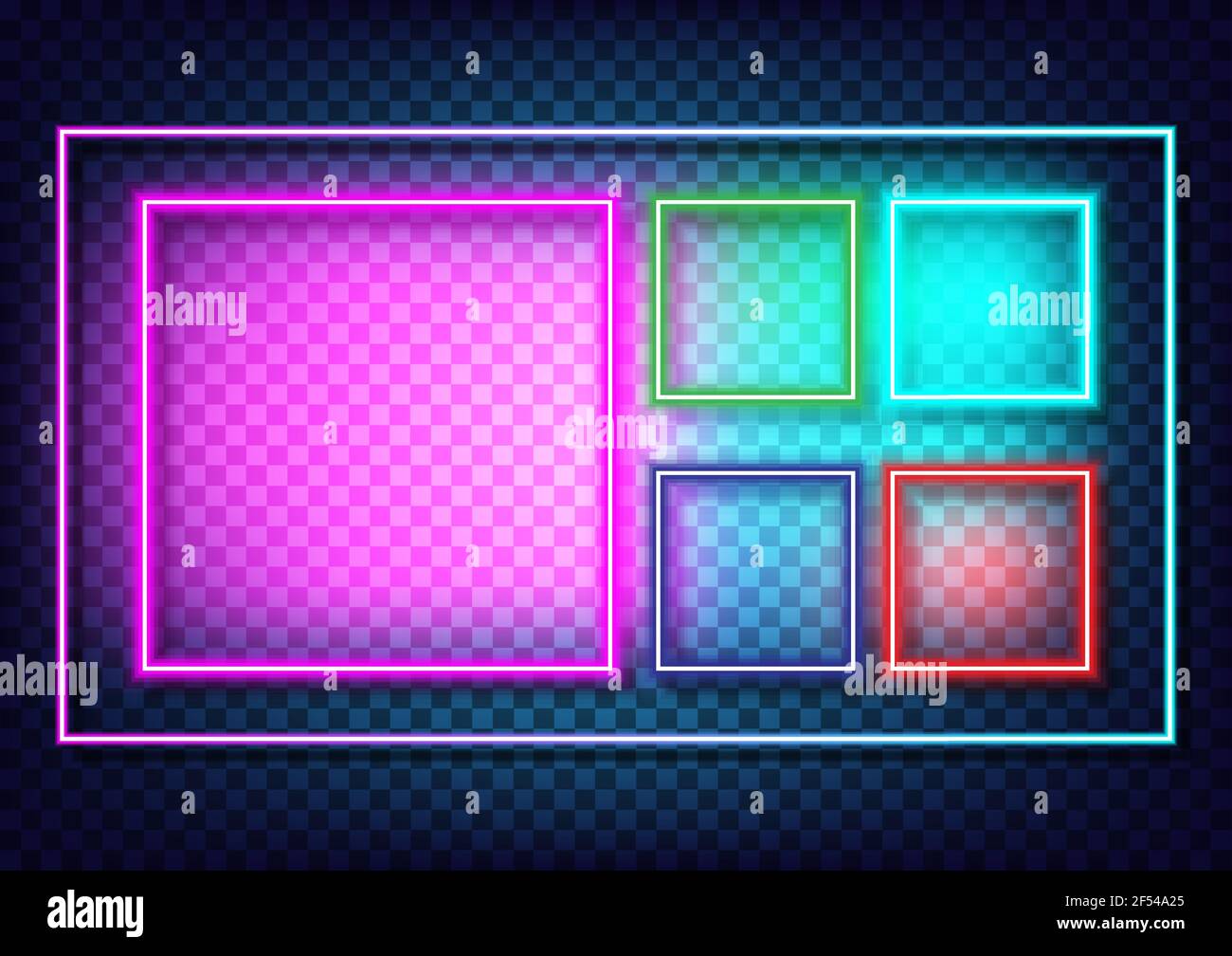 Set of fluorescent. Retro neon rectangle for wall frame with electric ...