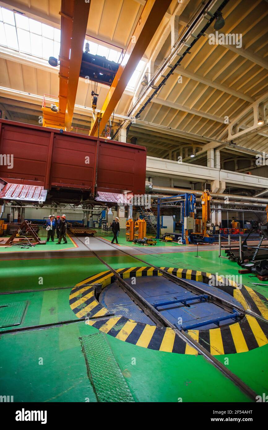 Ekibastuz, Pavlodar region, Kazakhstan: Modern rail car-building plant ...