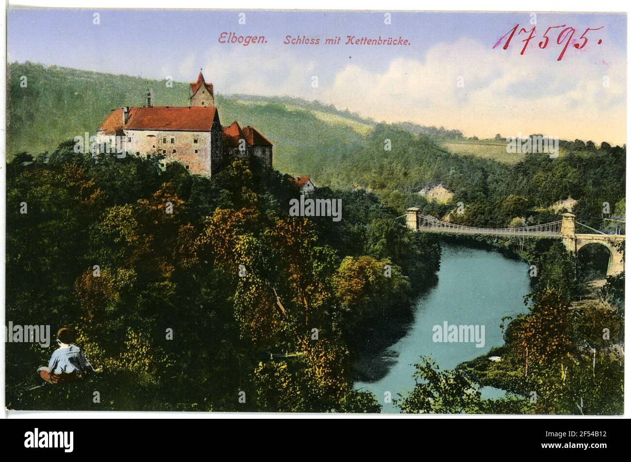 Castle with chain bridge Elbogen. Castle with chain bridge Stock Photo ...