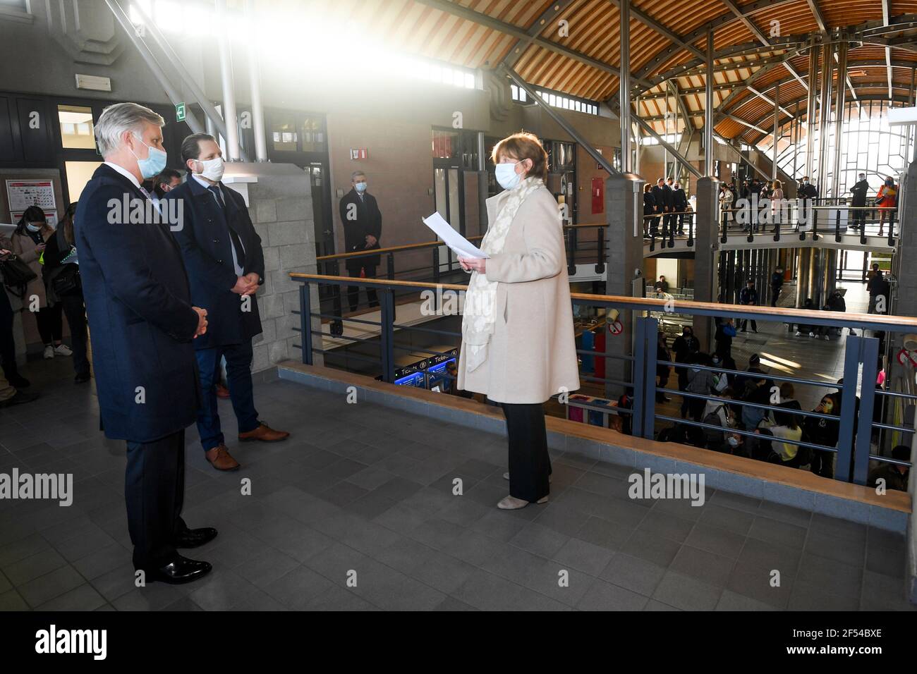 King Philippe - Filip of Belgium, Infrabel CEO Benoit Gilson and NMBS ...