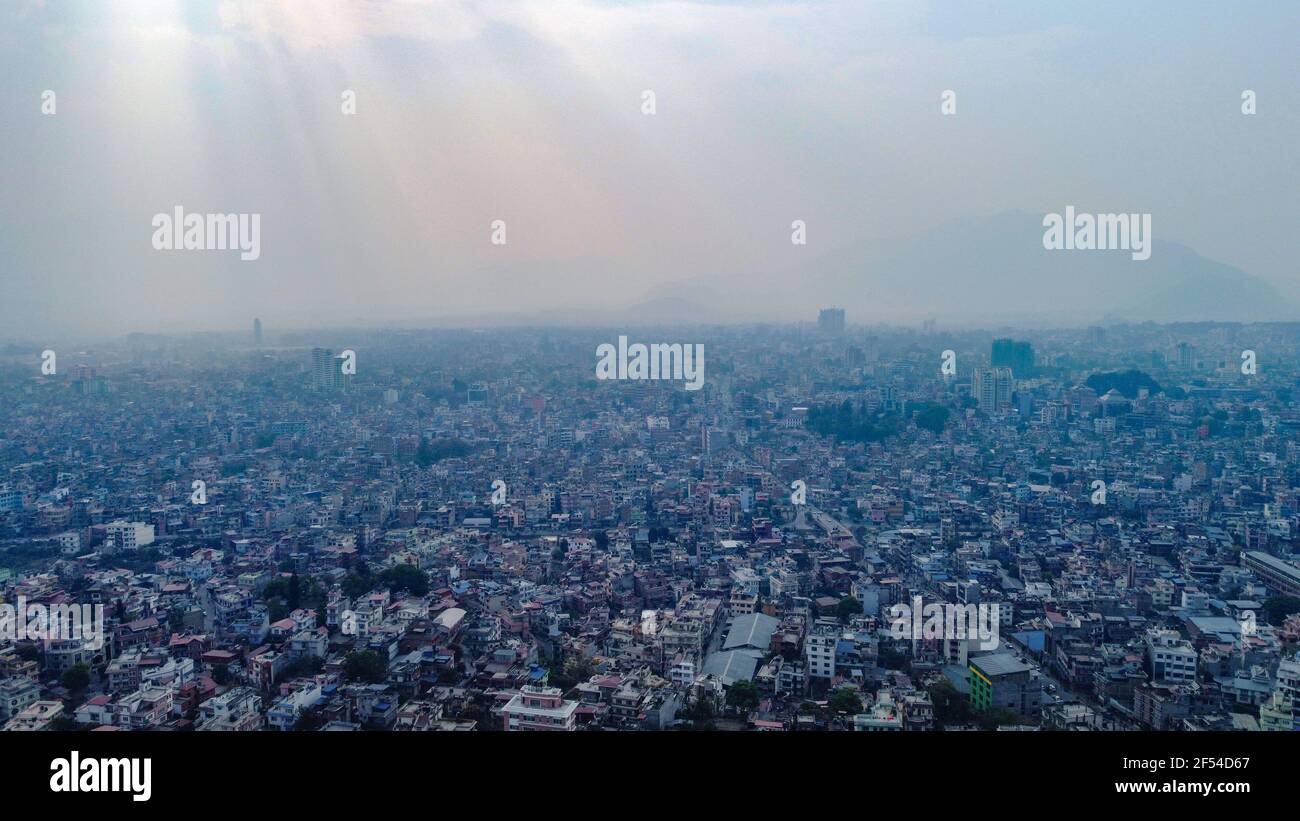 Kathmandu, Nepal. 24th Mar, 2021. Haze engulfs Kathmandu valley as the ...