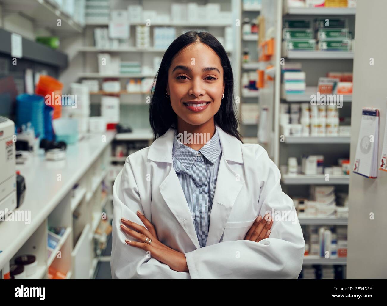 Portrait happy female pharmacist hi-res stock photography and images ...